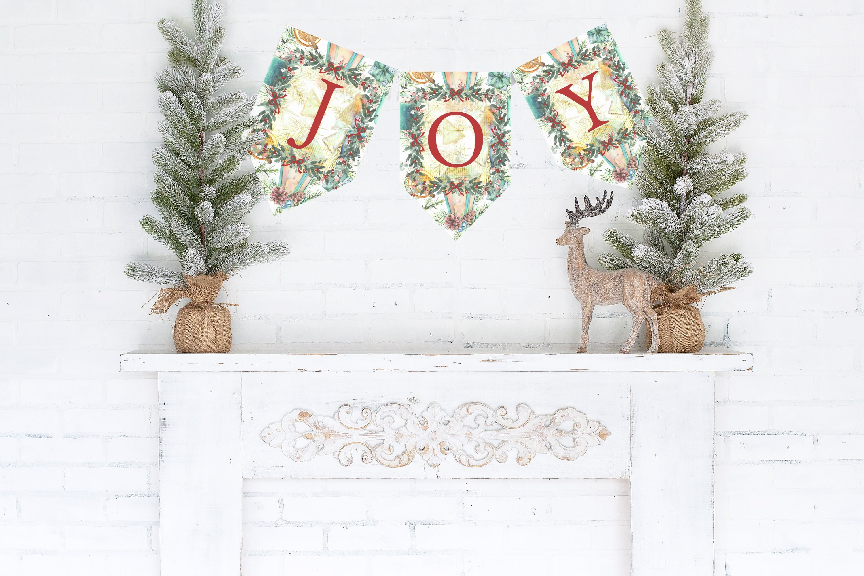 JOY CHRISTMAS BANNER Printable Christmas Banner Joy Pendant - Etsy