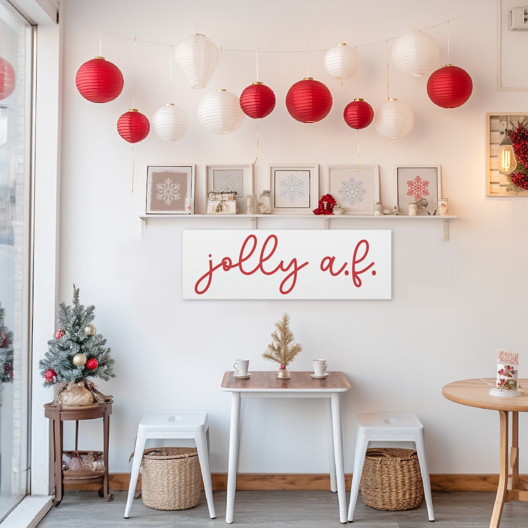 JOLLY AF CHRISTMAS Sign in 4 Color Options 36x12 Holiday Wall Canvas ...