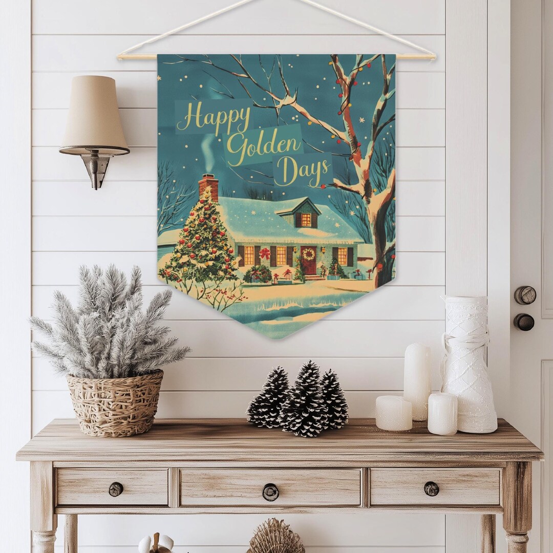 Happy Golden Days Retro Vintage Home Wall Hanging Pennant Flag Decor ...