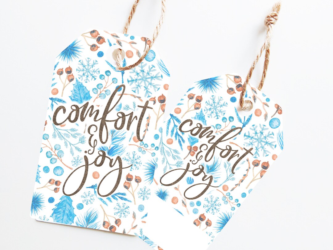Printable Christmas Gift Tags 'comfort & Joy' Pretty Botanical, 2 Sets ...
