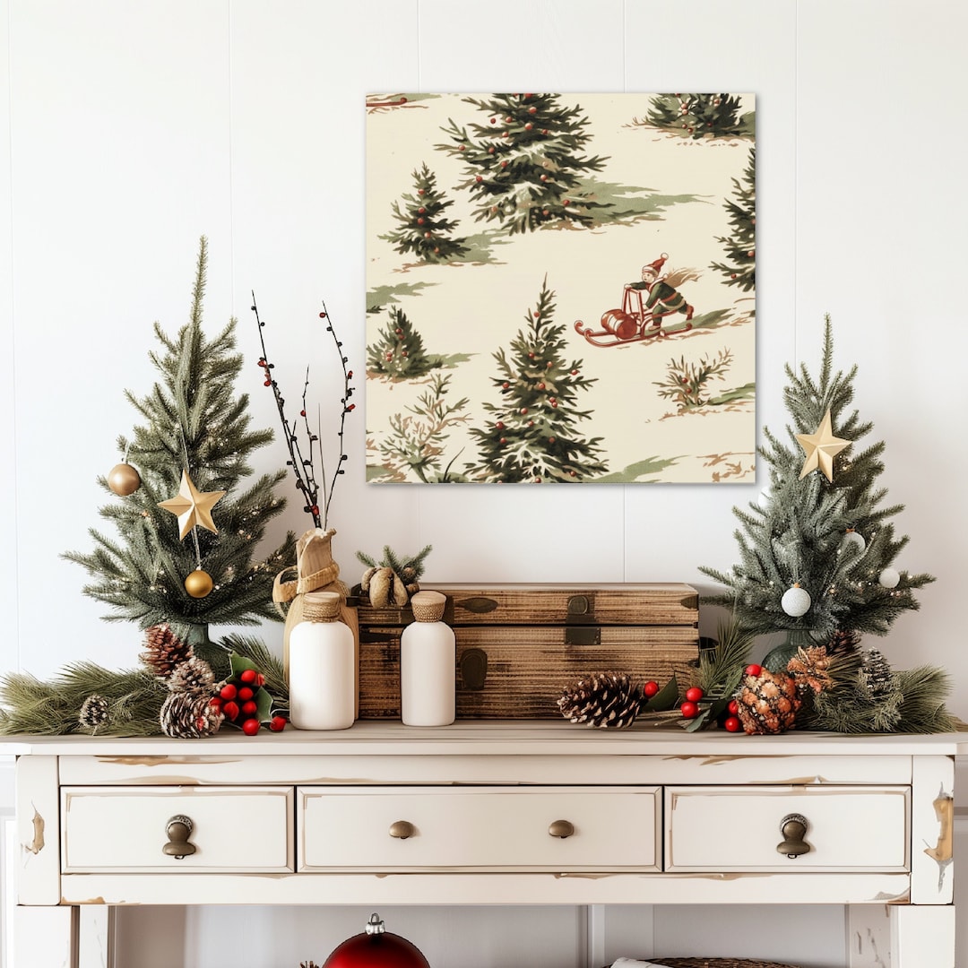 Holiday Wall Decor French Country Toile Christmas Canvas Print ...