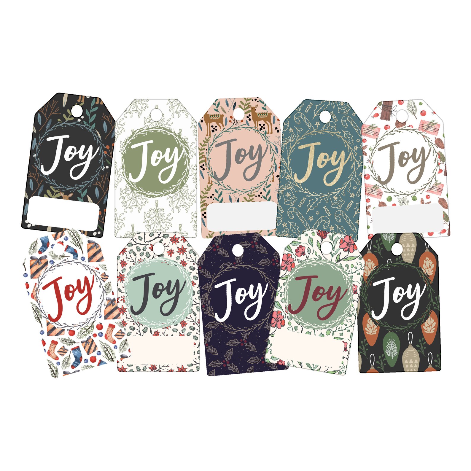 CHRISTMAS GIFT TAGS Joy Gift Tags Botanical Christmas - Etsy