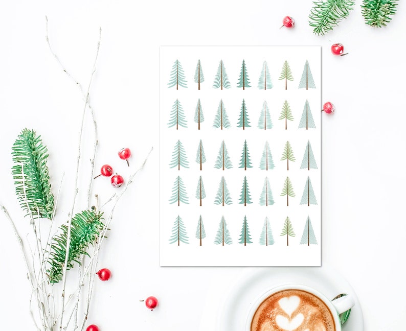 EVERGREEN TREES CARD Christmas Card Printable Blank Note - Etsy