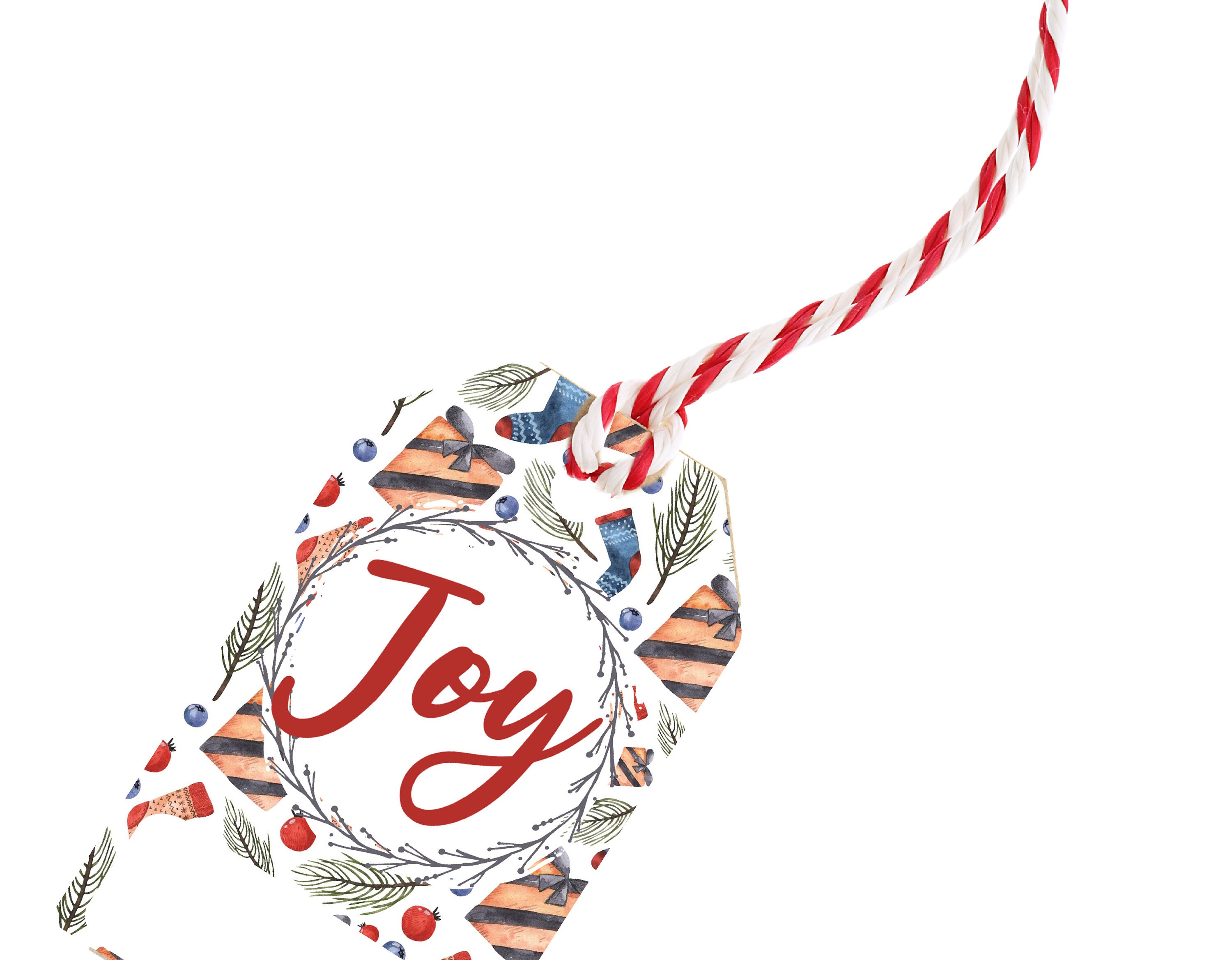 CHRISTMAS GIFT TAGS Joy Gift Tags Botanical Christmas - Etsy