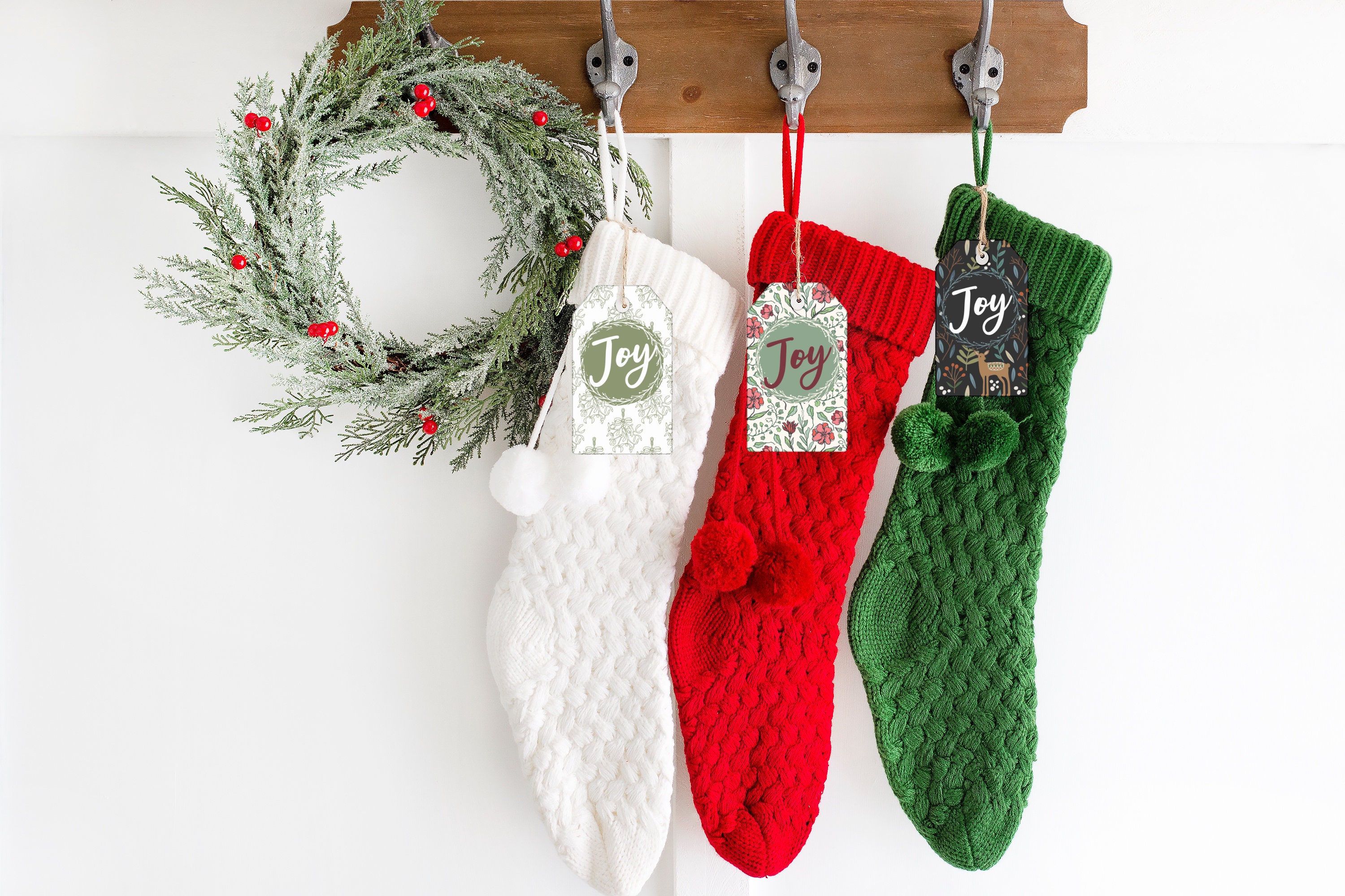 CHRISTMAS GIFT TAGS Joy Gift Tags Botanical Christmas - Etsy