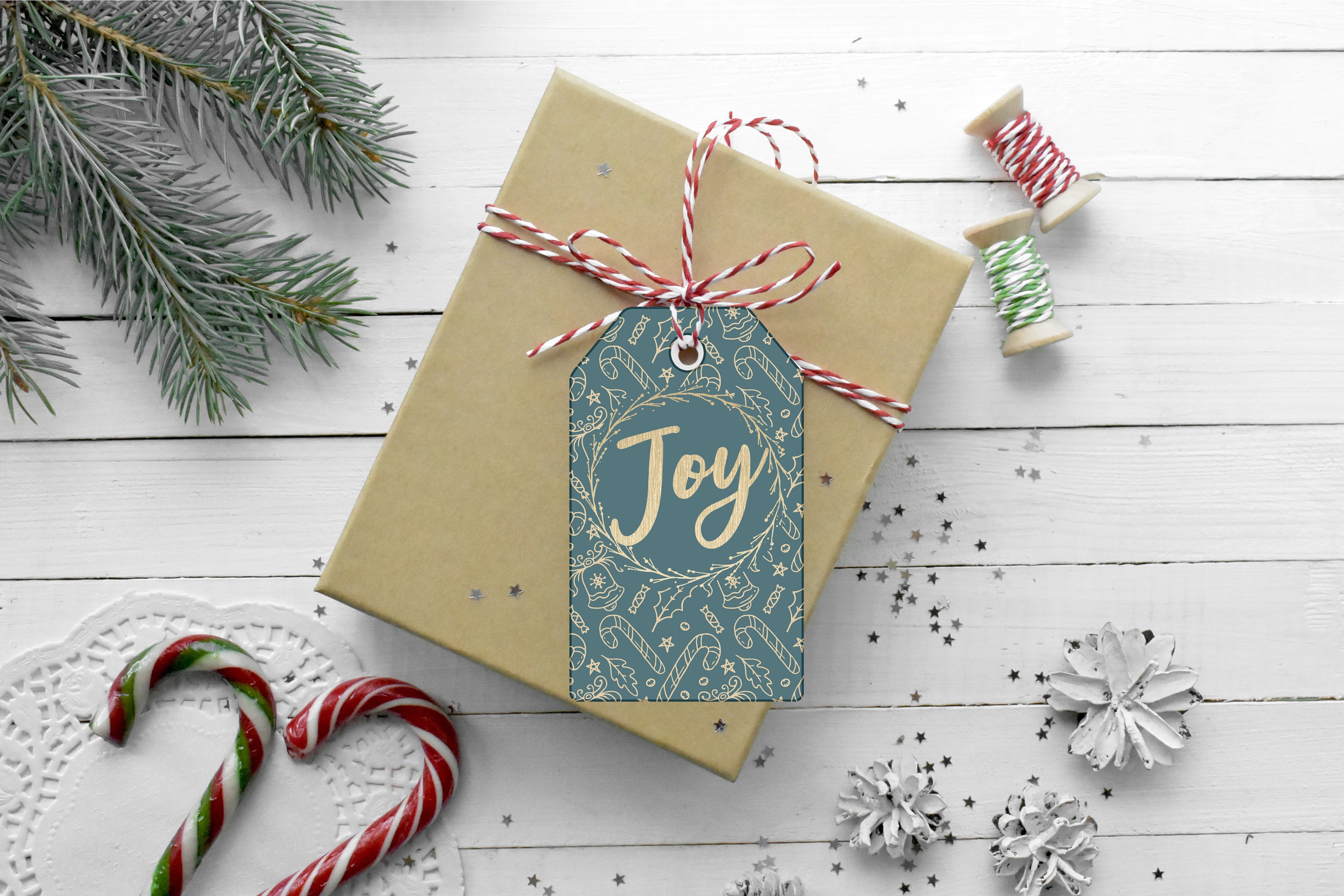 CHRISTMAS GIFT TAGS Joy Gift Tags Botanical Christmas - Etsy