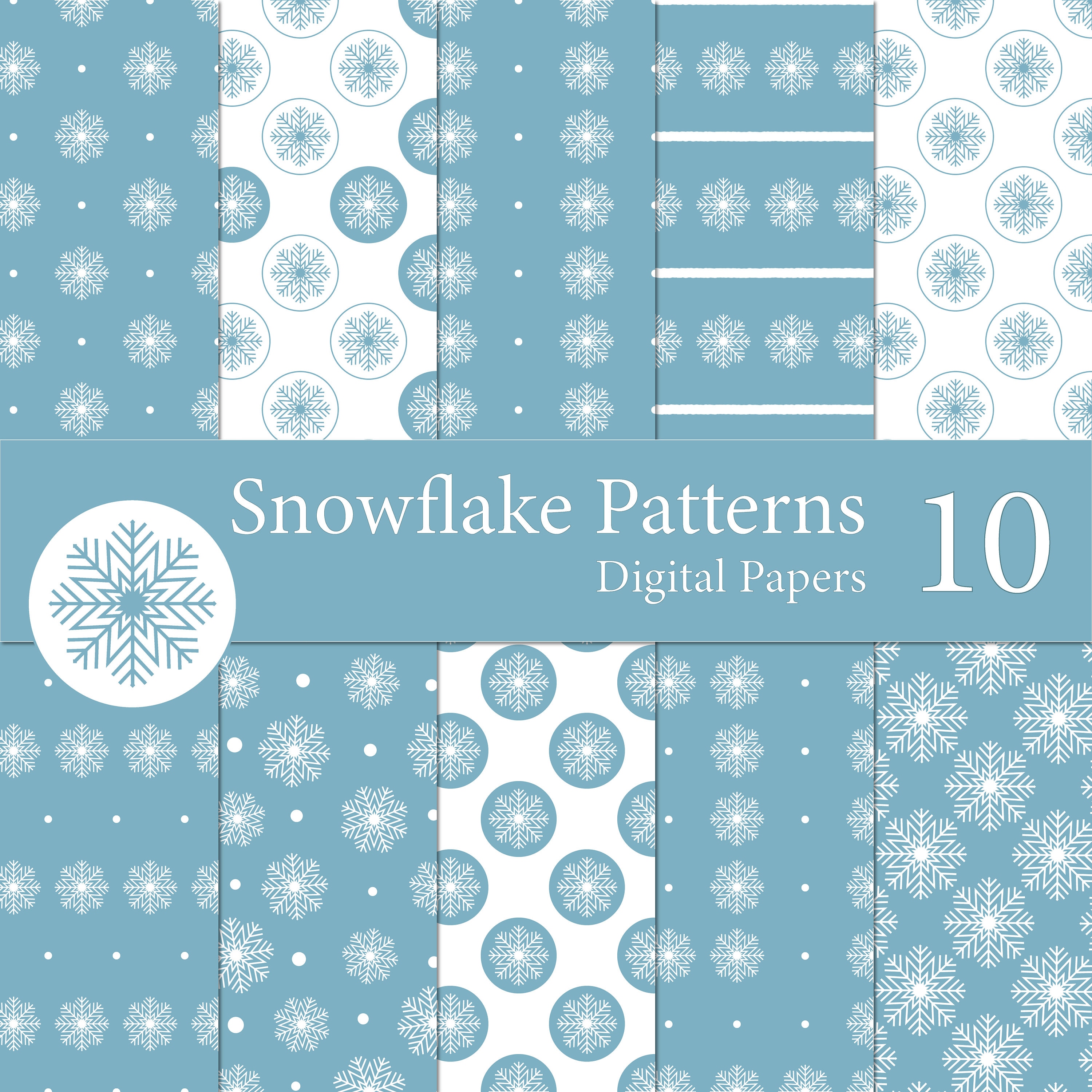 10 Blue Winter Patterned Digital Scrapbook Papers for Personal - Etsy