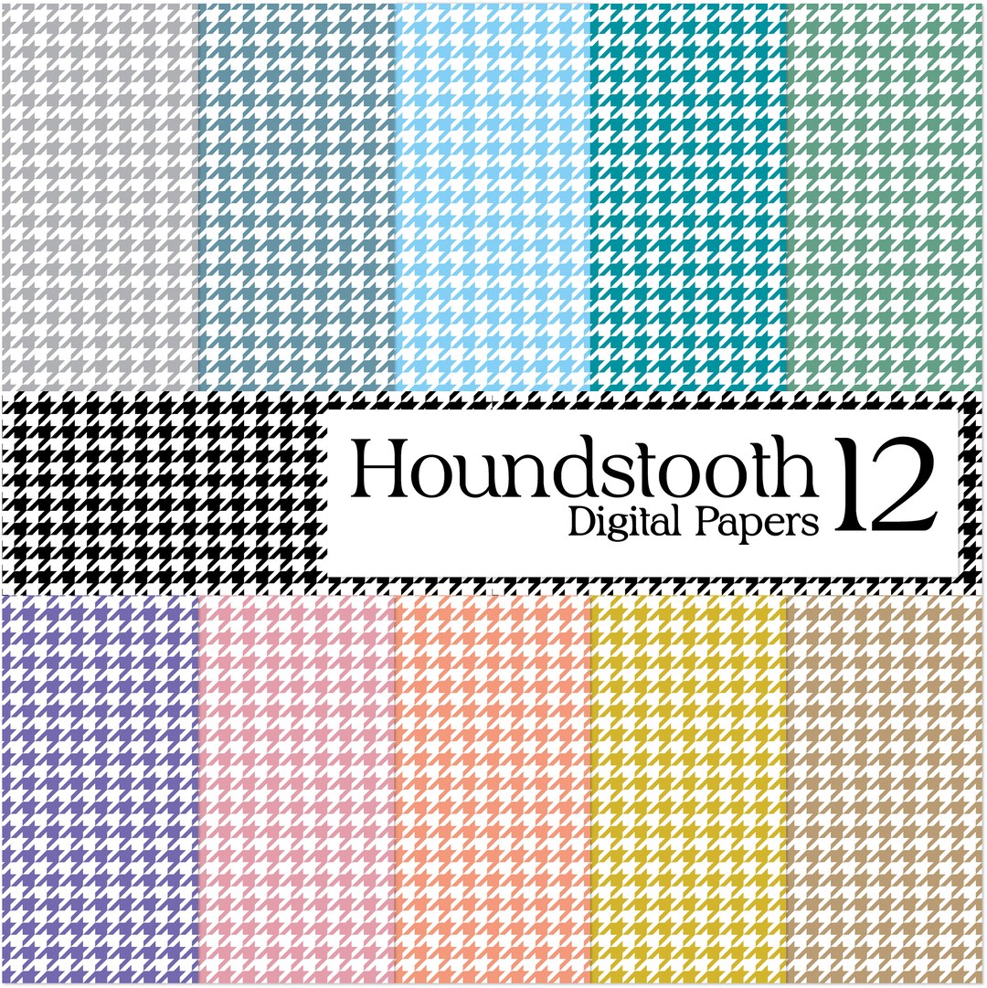 12 Houndstooth Patterned Digital Scrapbook Papers for Personal and ...