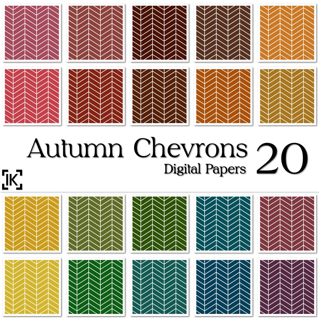 20 Autumn Chevron Patterned Digital Scrapbook Papers for Personal and ...