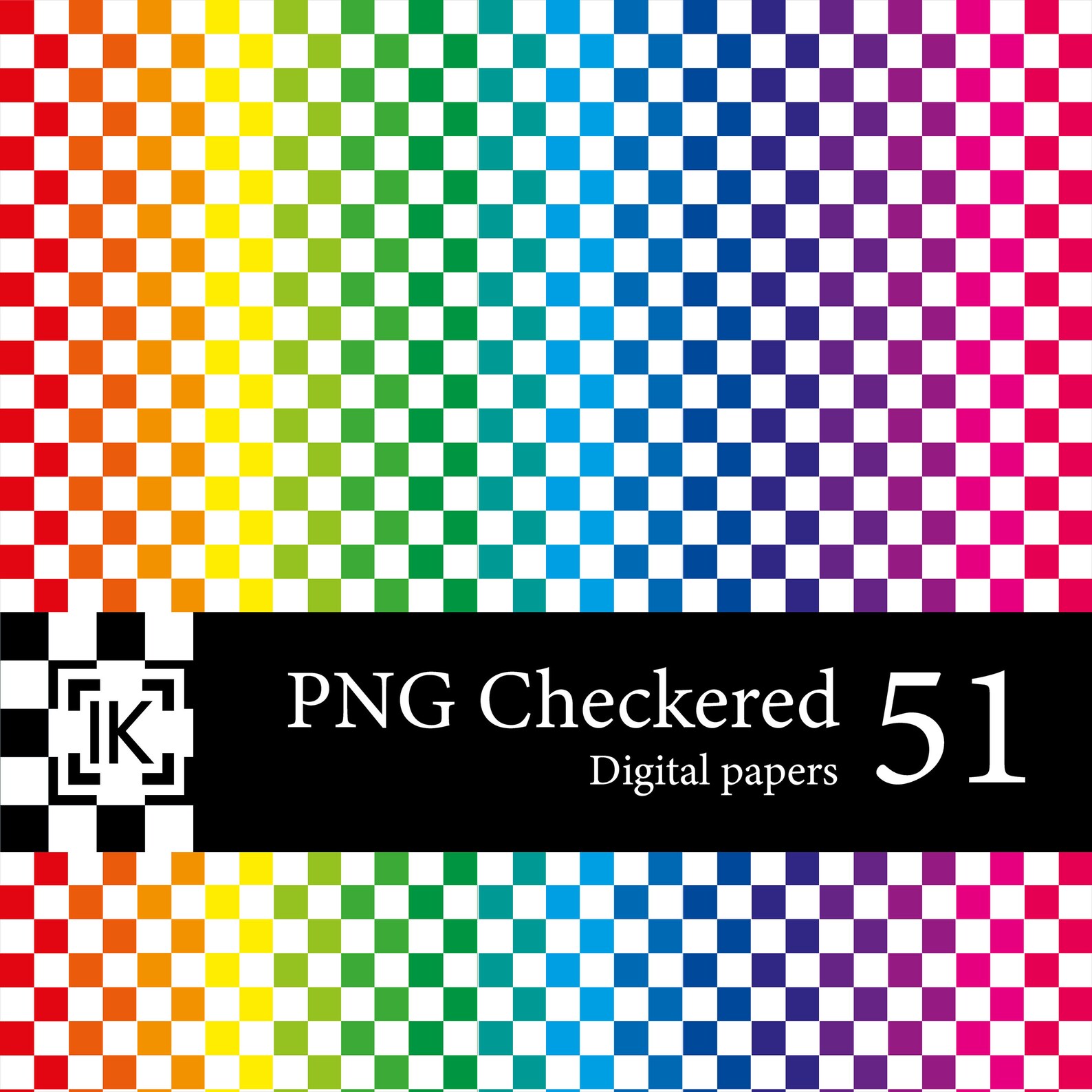 51 PNG Checkered Patterned Rainbow Digital Papers for Personal ...
