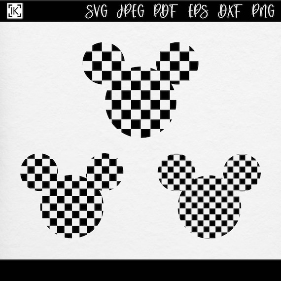 3 Sized Checkered Mickey Mouse Shaped Clip Arts SVG Cricut - Etsy