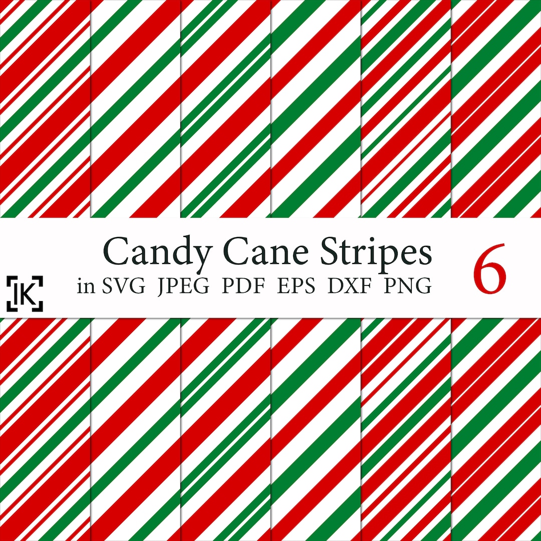 6 Seamless Digital Peppermint Candy Cane Stripes in Svg Jpeg Png Dxf ...