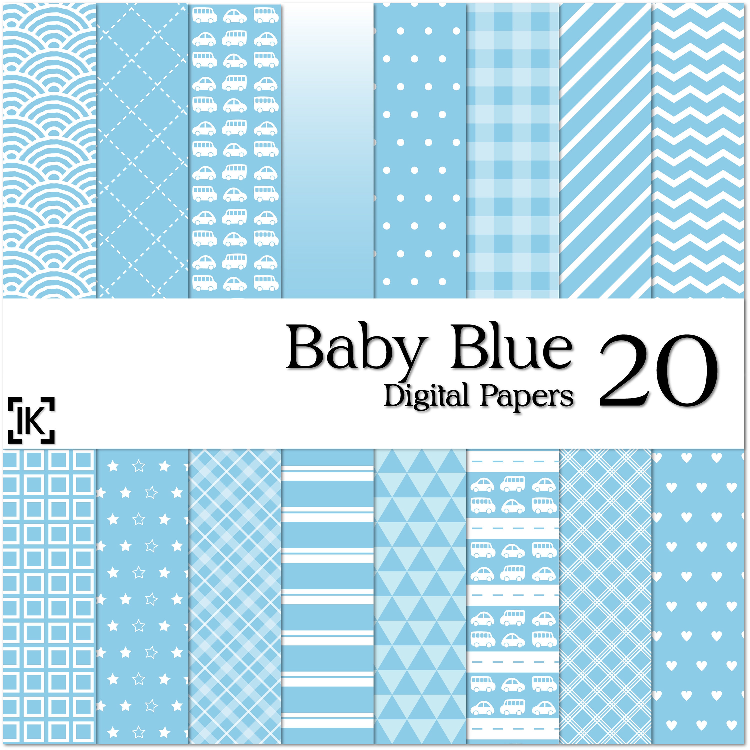 20 Baby Blue Digital Scrapbook Papers for Personal and Commercial Use ...