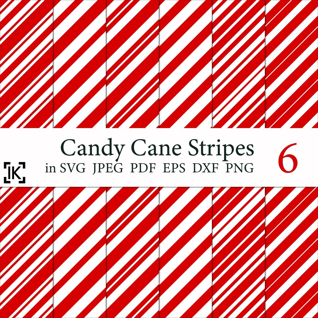 6 Red Seamless Digital Candy Cane Stripes in Svg Jpeg Png Dxf Eps Pdf ...