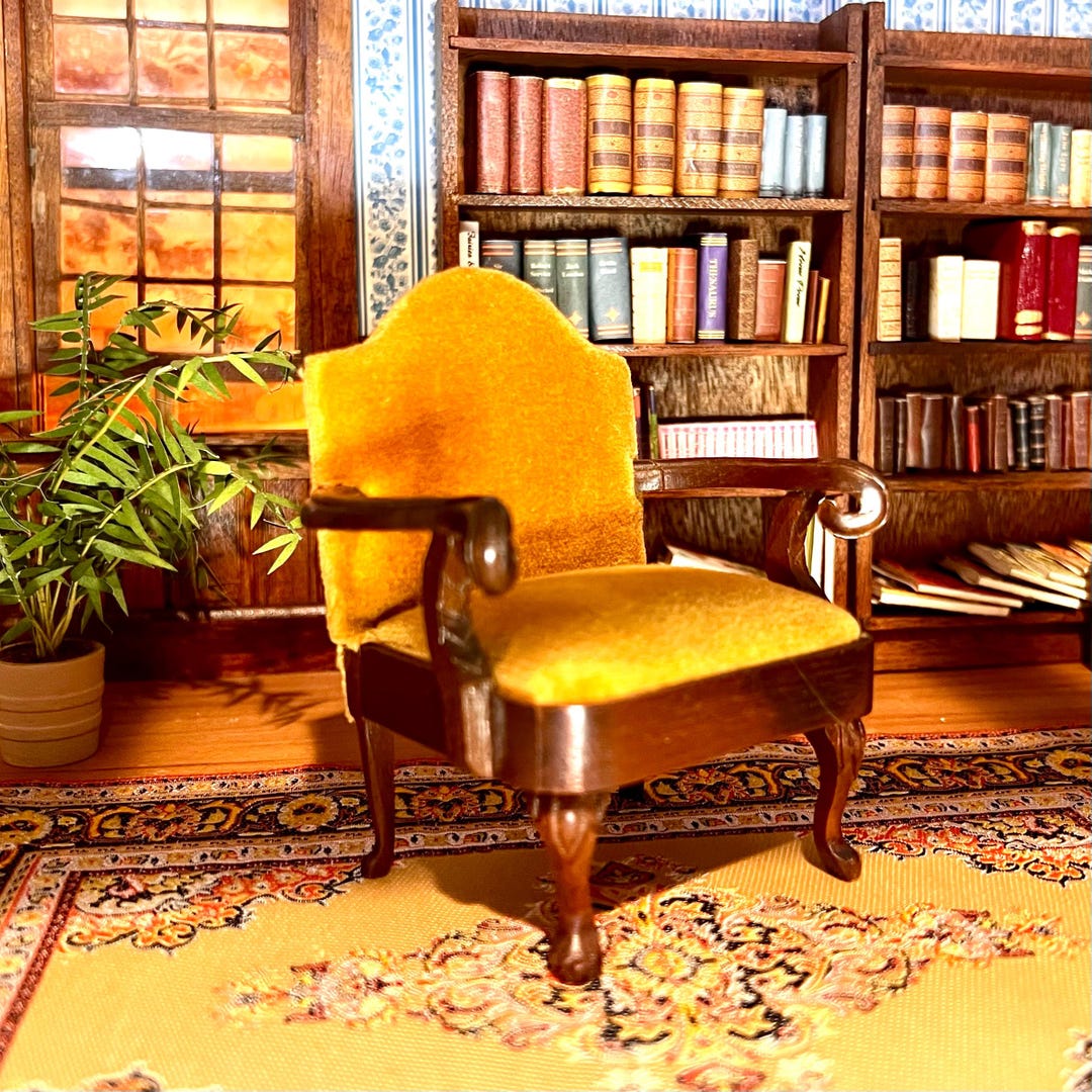 Sonia Messer Gold Velvet and Walnut Victorian Arm Chair - Etsy