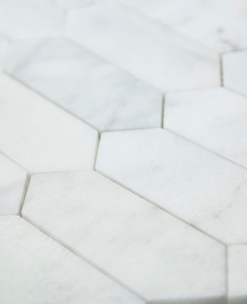 Calacatta White Polished Marble Picket Mosaics Wall & Floor Tiles - per ...