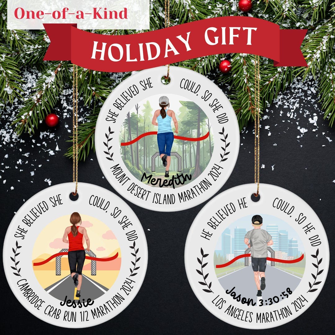 Personalized Running Ornament, Marathon Gift, Runner Ornament, Runner ...