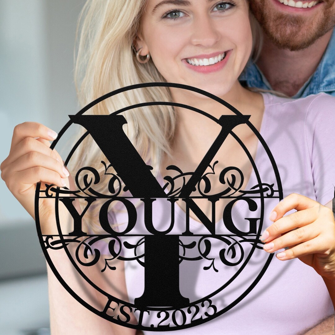 Personalized Wedding Gift Sign, Custom Metal Sign, Monogram Wall Decor ...