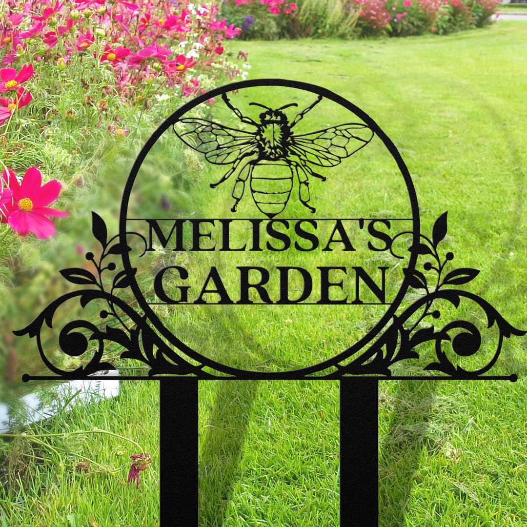 Custom Bee Garden Sign, Personalized Metal Garden Stake - Etsy