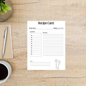 Minimalist Recipe Card Template - Etsy