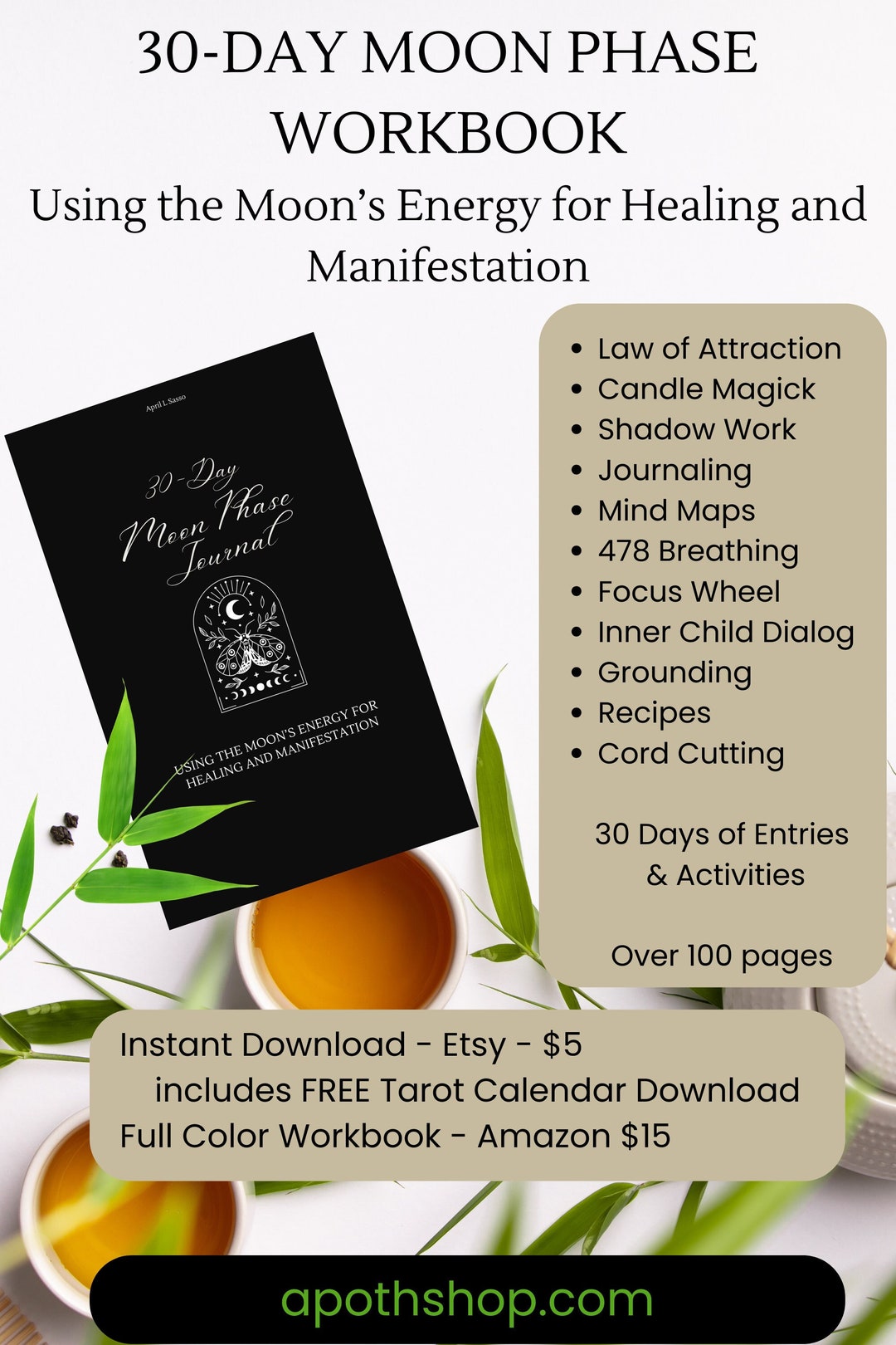 Moon Phase Workbook With Over 100 Pages of Prompts, Exercises, Recipes ...