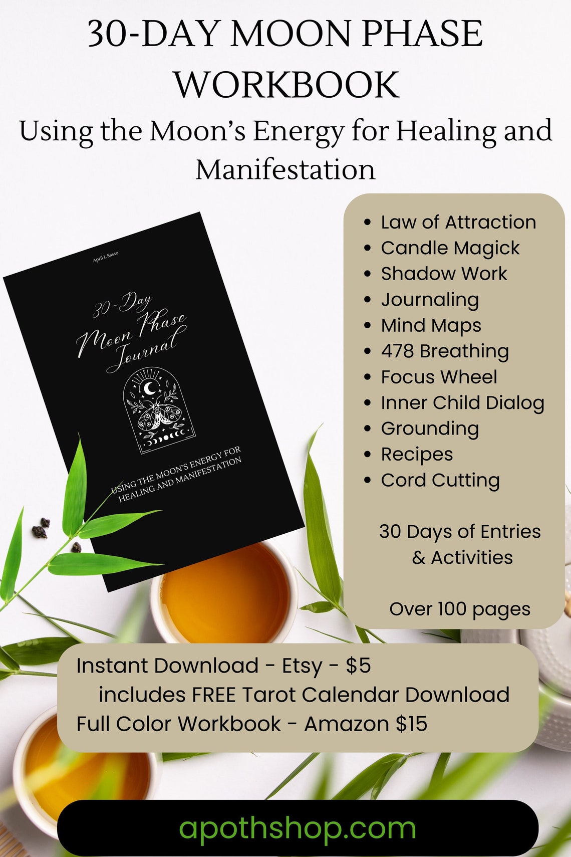 Moon Phase Workbook With Over 100 Pages of Prompts, Exercises, Recipes ...