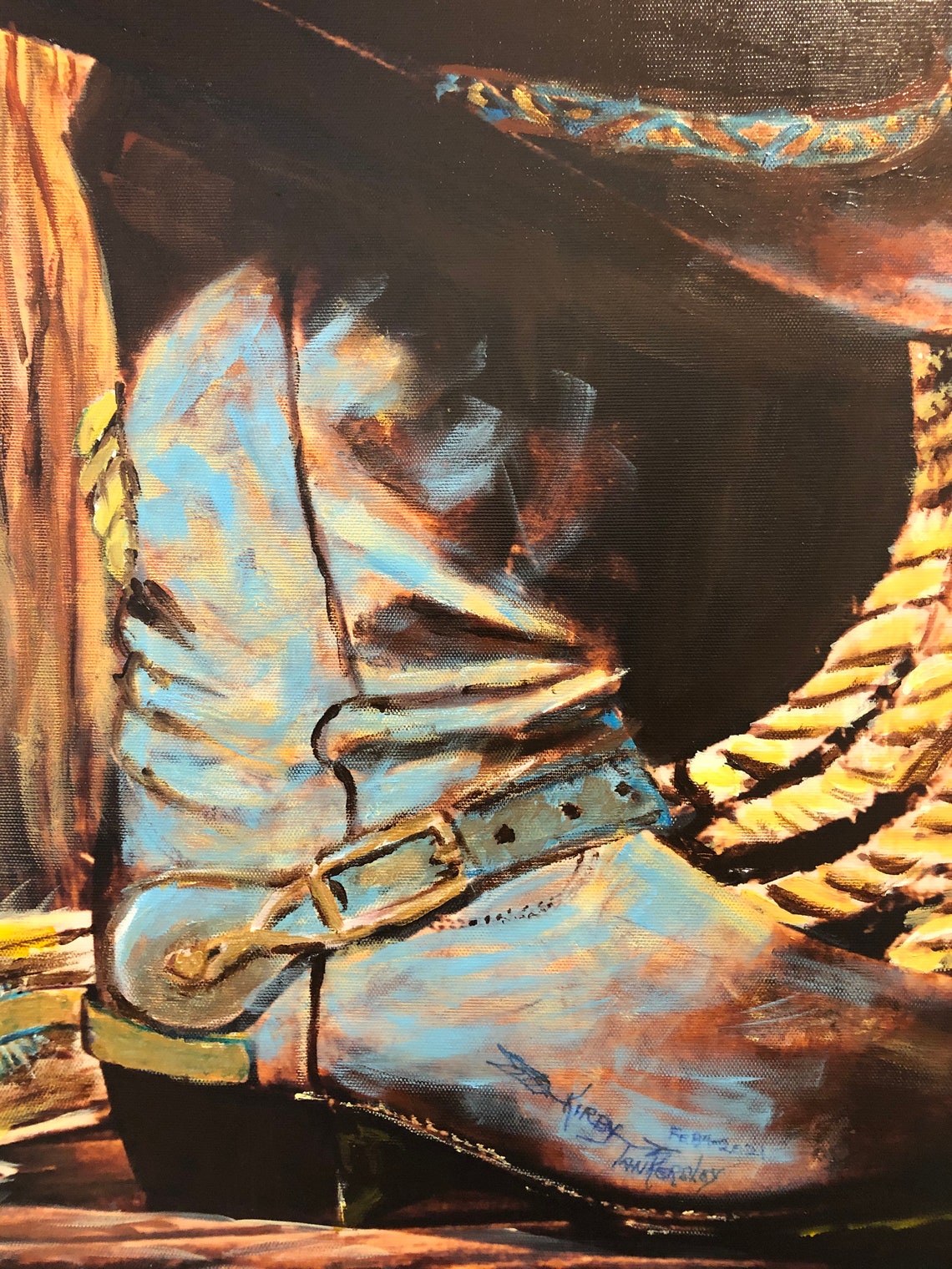 24x20 Original Acrylic Painting of Rodeo Cowboy | Etsy