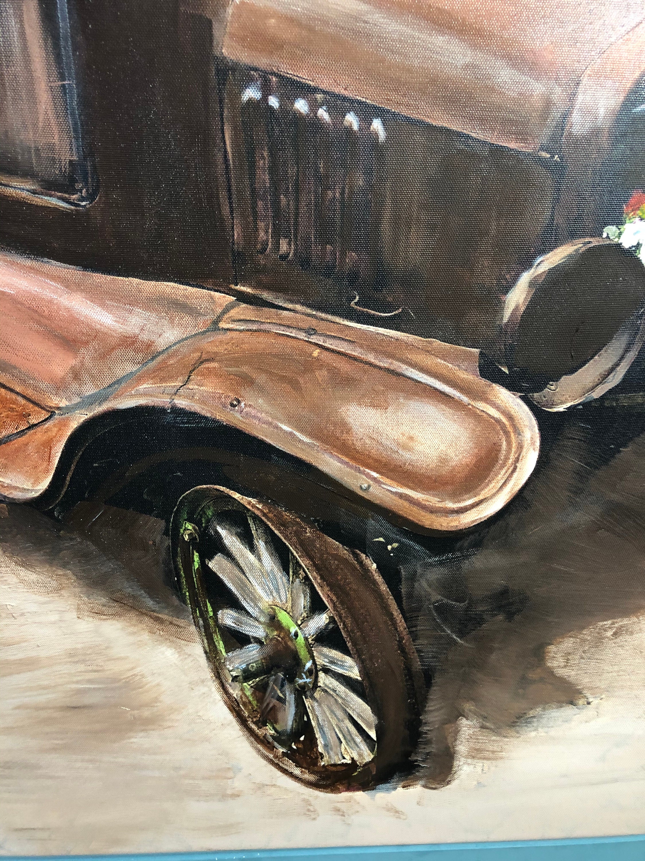 40x30 Acrylic Painting of a Model T Ford With a Bed of Flowers - Etsy UK