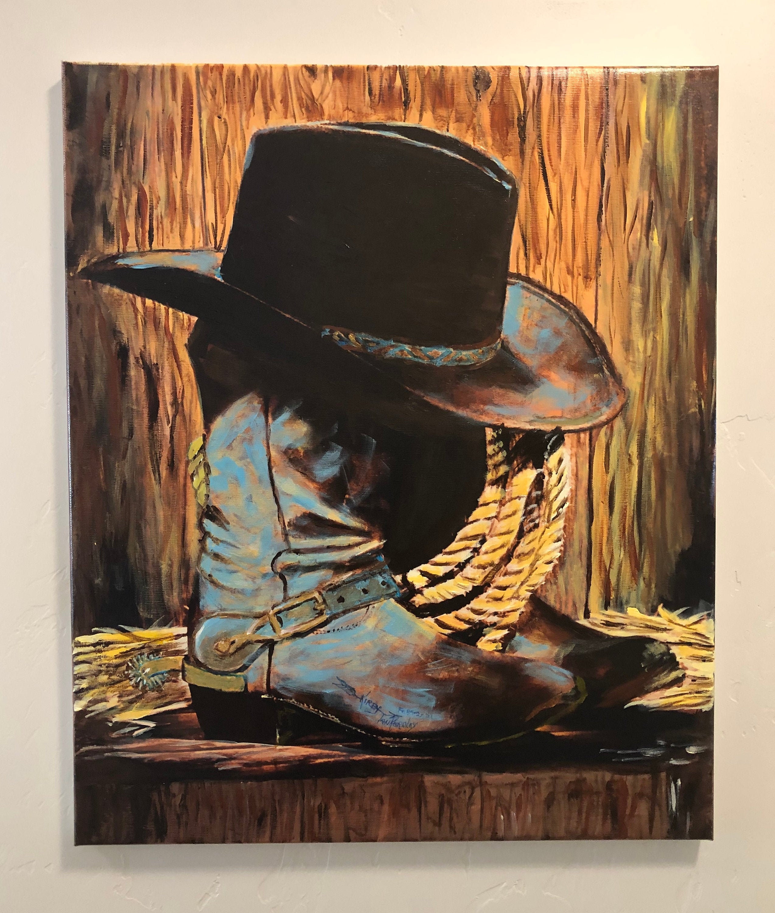 24x20 Original Acrylic Painting of Rodeo Cowboy | Etsy