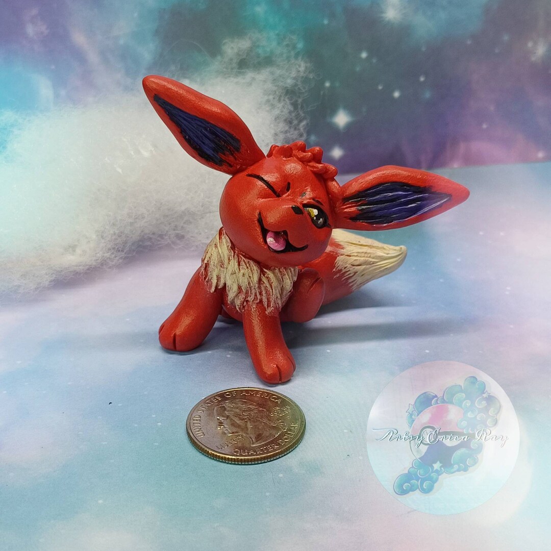 Red Eevee Figurine - Etsy