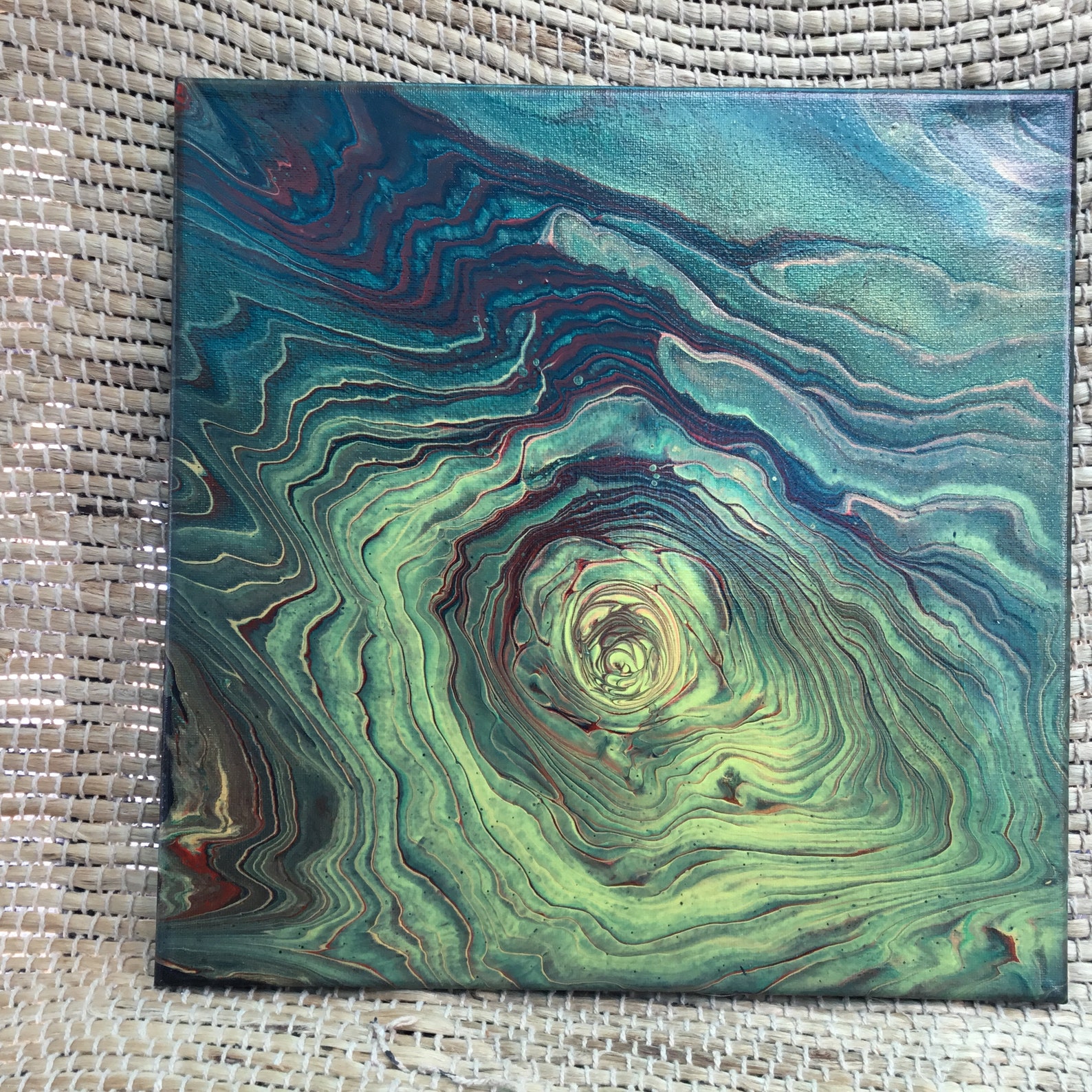 The Burrowing Owl 12 X 12 X 1/2 Abstract Flow Art Acrylic Pour Painting ...