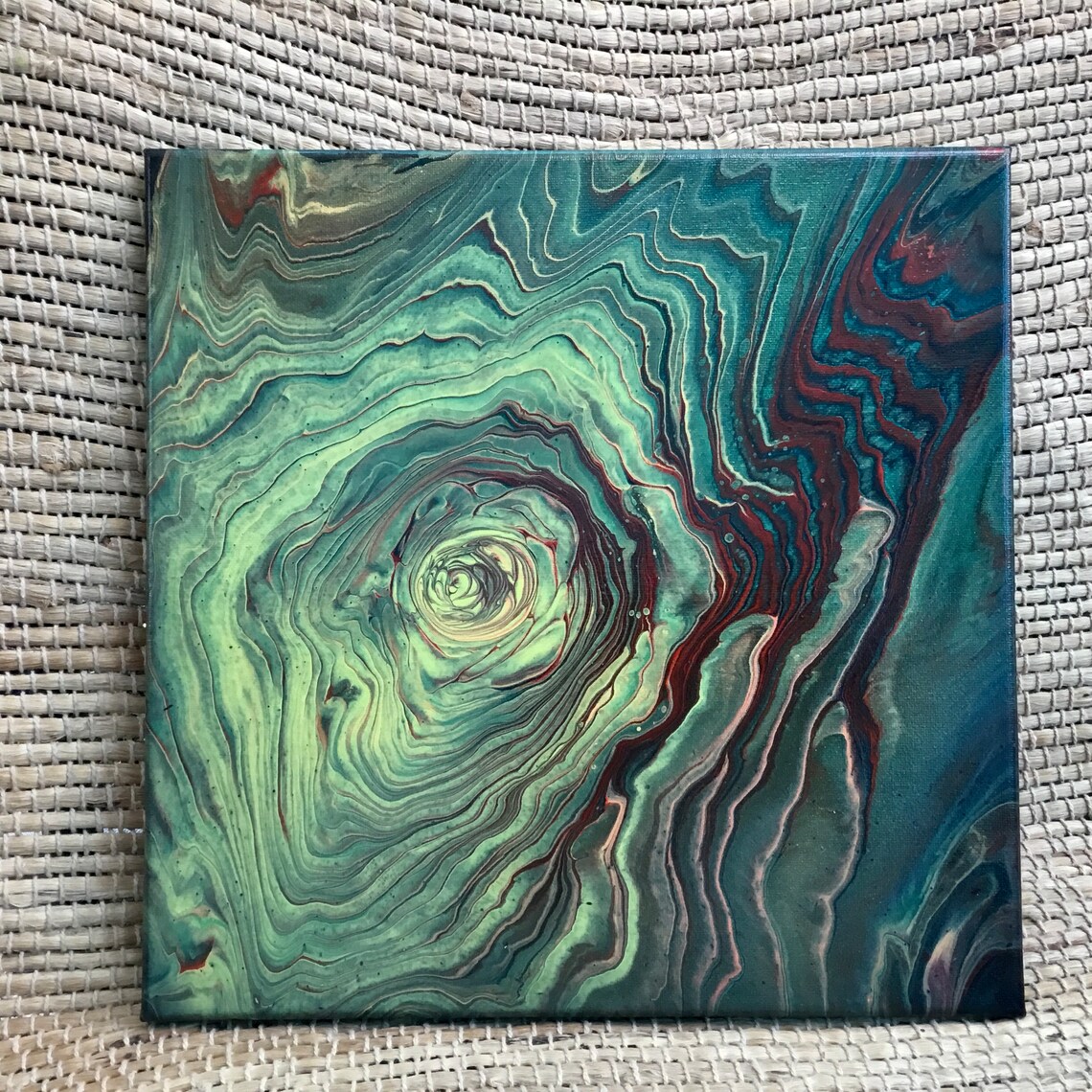The Burrowing Owl 12 X 12 X 1/2 Abstract Flow Art Acrylic Pour Painting ...