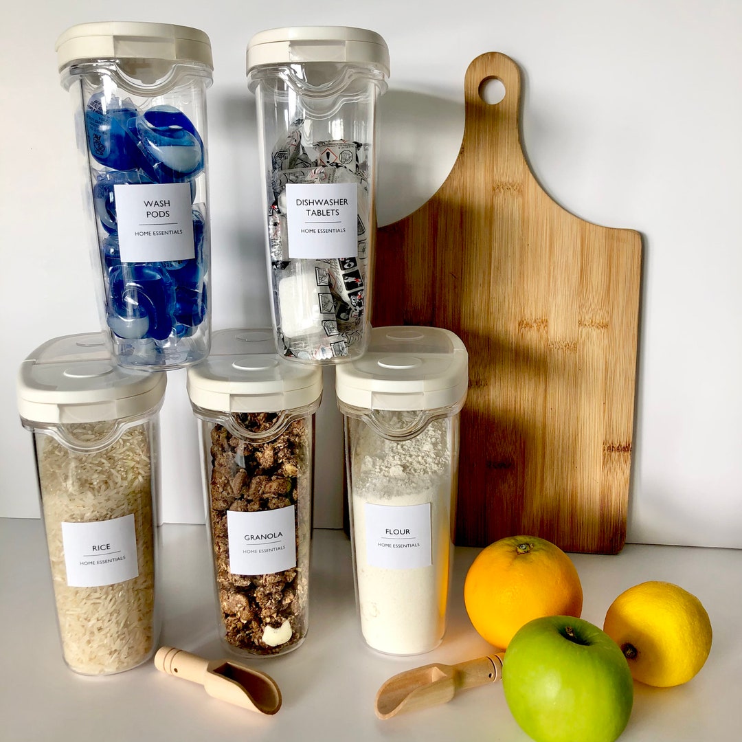 1.3 Litre Clear Plastic Labelled Kitchen Organiser Food - Etsy