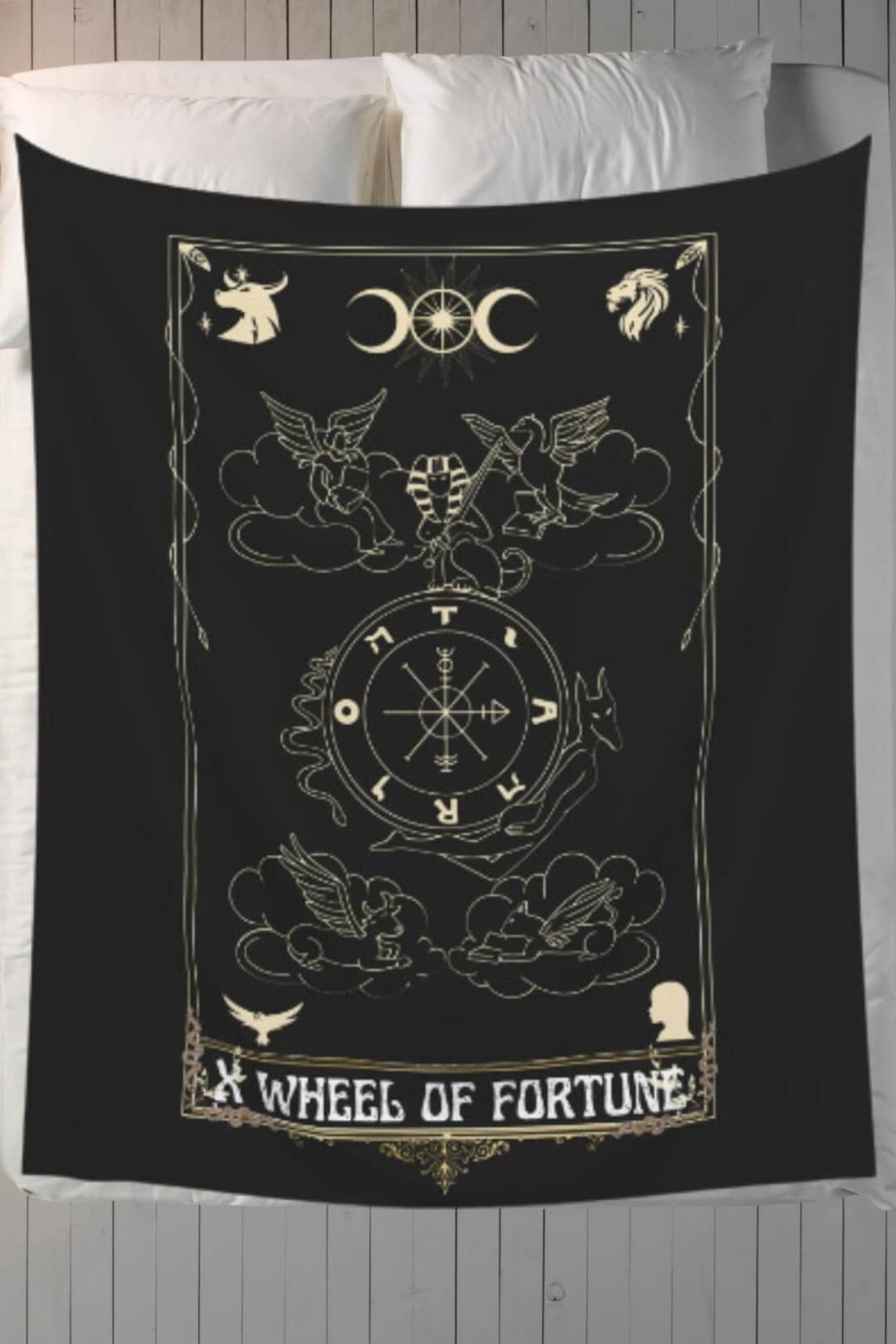 Wheel of Fortune, Major Arcana Tarot Card, Gothic Tapestry | Limited ...