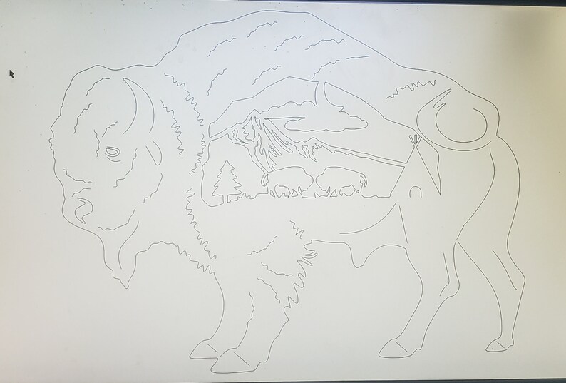 Buffalo With Tee Pee Dxf File - Etsy