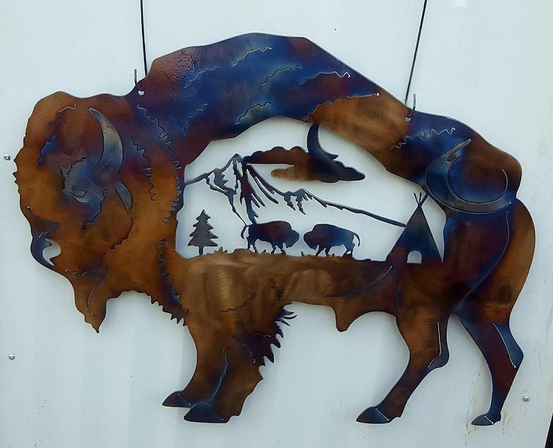 Buffalo With Tee Pee Dxf File - Etsy