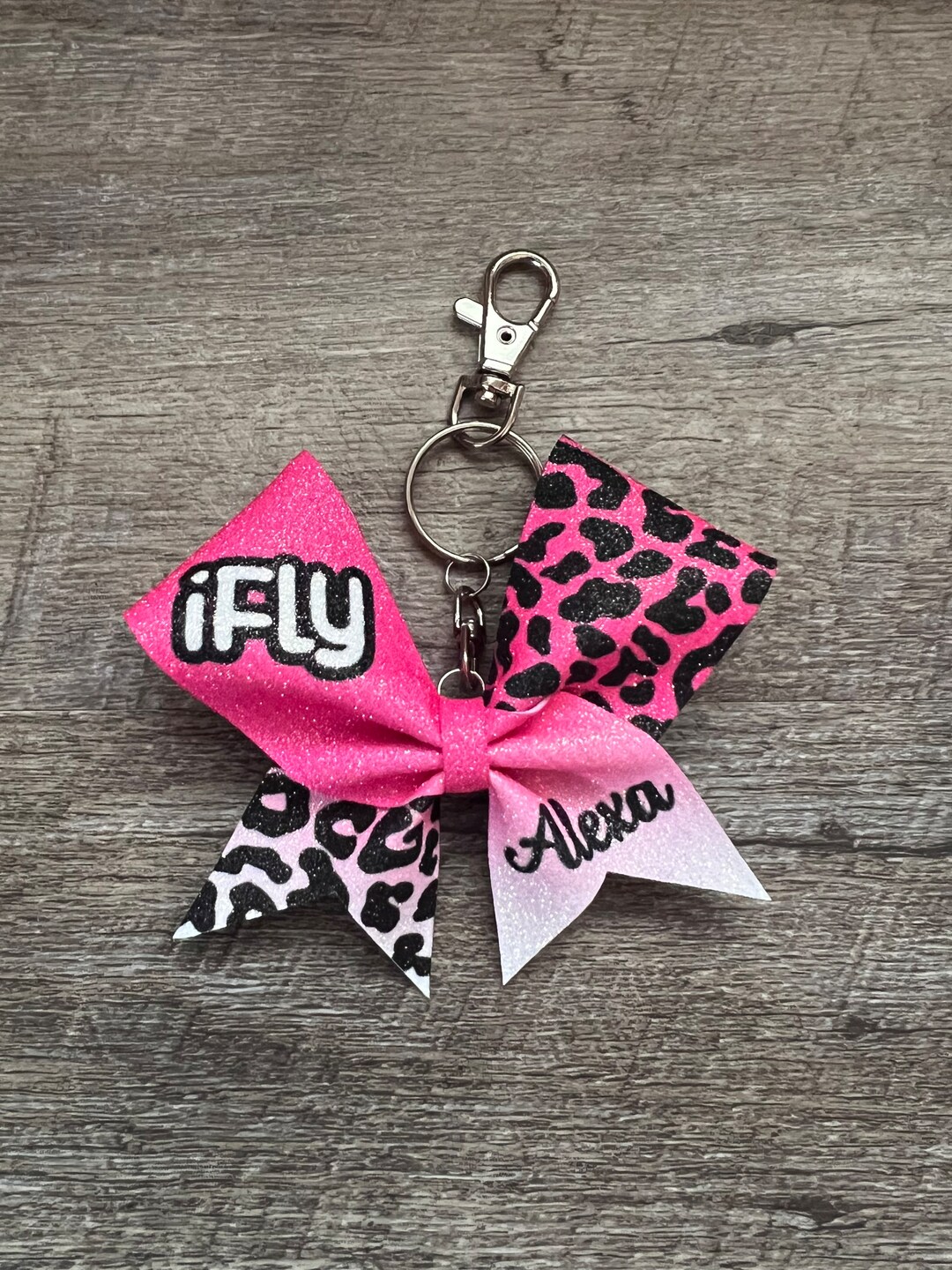 Ifly Mini Cheerbow Keychain - Cheetah Print Glitter Sublimation - Flyer ...