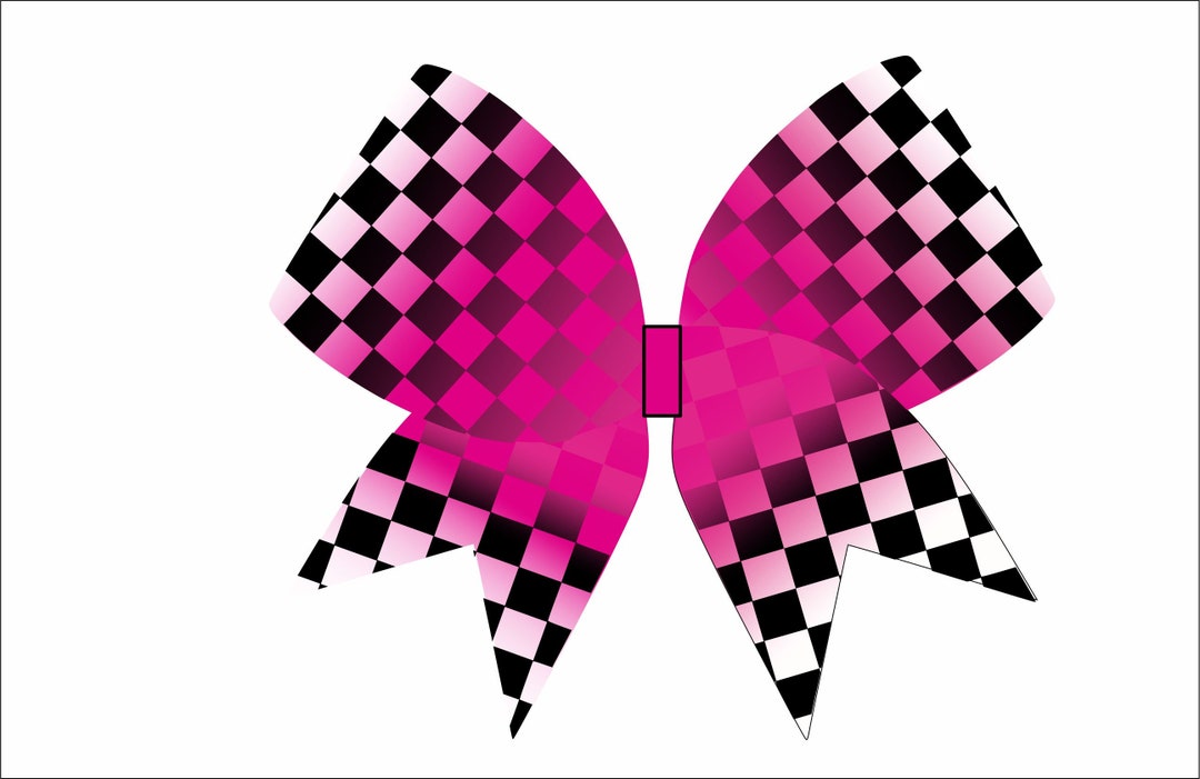 Neon Pink Checkered Cheerbow Template Digital File Only Neon Pink ...