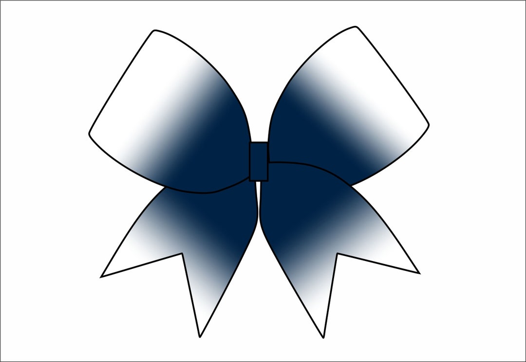 Dark Navy Blue Ombre Center Cheer Bow Template Digital File - Etsy