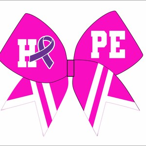 Pink Out HOPE Bow Cheer Bow With Tails Sublimation Template Digital ...
