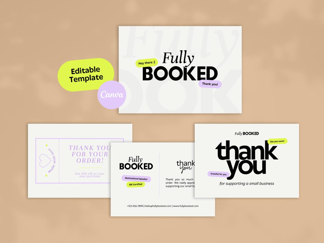 Editable Canva Thank You Card Template | Digital Download | 3 Fronts ...