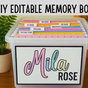 Editable School Memory Box: Printable File Folder Labels (digital ...