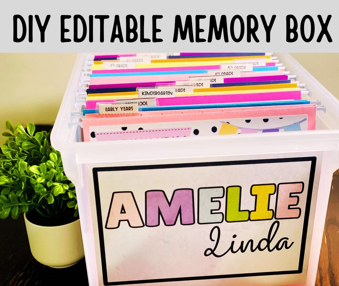 Custom Editable Printable School Memories Box | Milestone | School Work ...