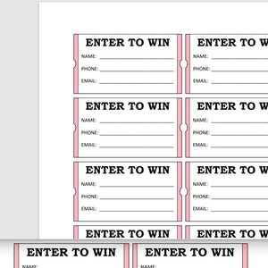 ENTER TO WIN Raffle Tickets Light Pink and Black | Printable Tickets ...