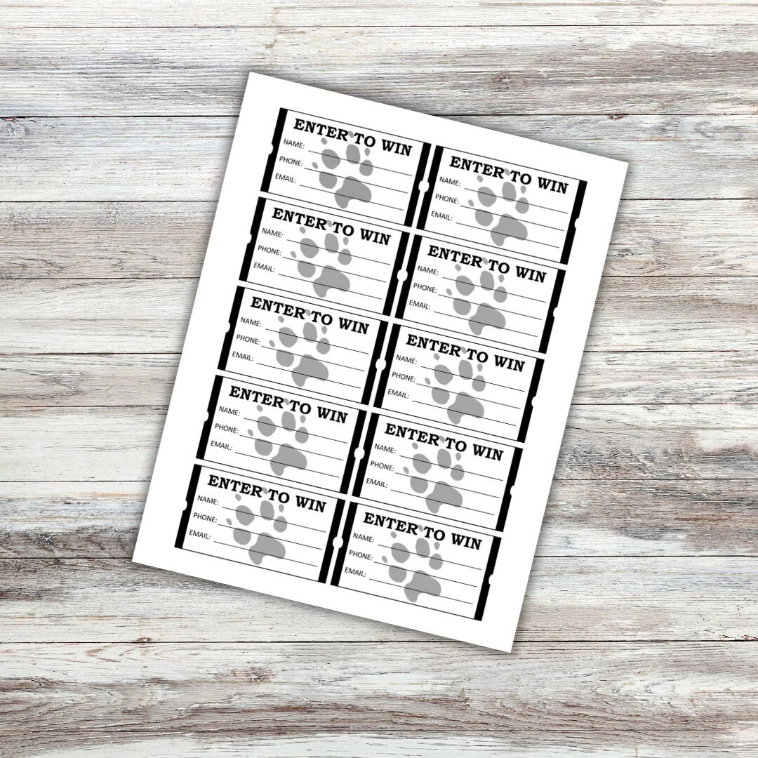 ENTER TO WIN Raffle Tickets Black Paw Prints Fundraiser Ticket Entry ...