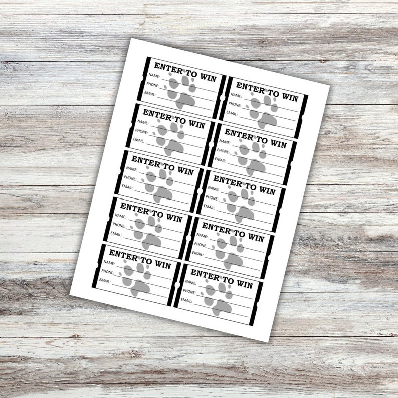 ENTER TO WIN Raffle Tickets Black Paw Prints Fundraiser Ticket Entry ...