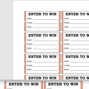 ENTER TO WIN Raffle Tickets Light Salmon Red and Black | Printable ...