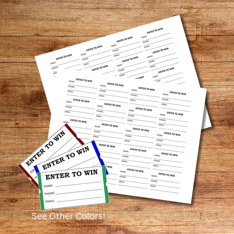 ENTER TO WIN Raffle Ticket 20 Tickets Printable Fundraiser Idea ...