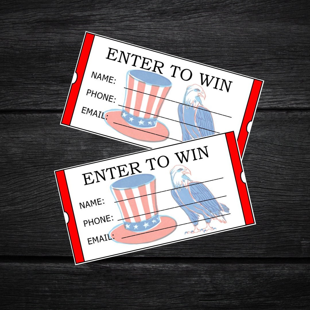ENTER TO WIN Raffle Tickets 4th of July | Printable Raffle Tickets Pdf ...