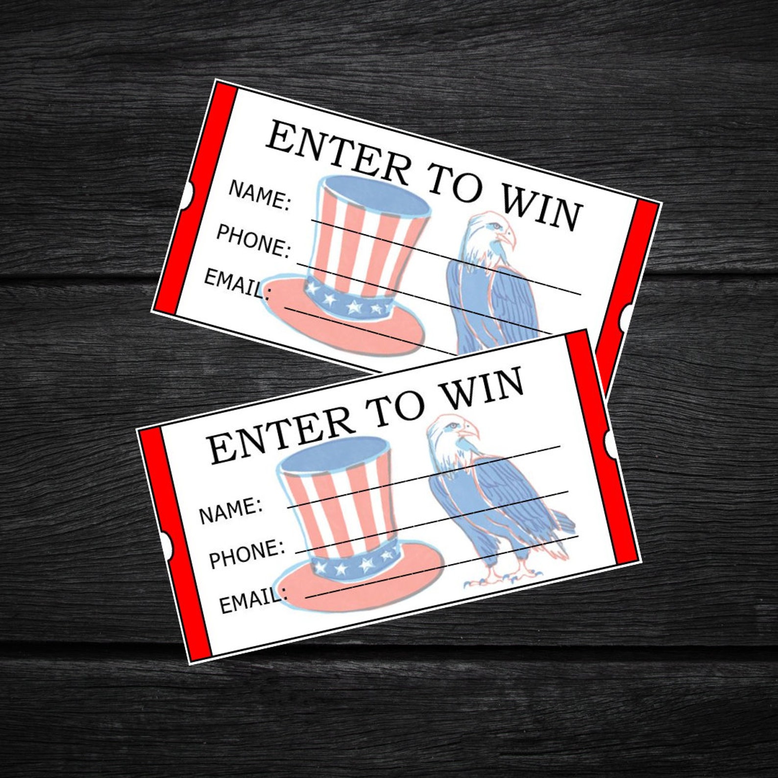 ENTER TO WIN Raffle Tickets 4th of July Printable Raffle Tickets Pdf ...
